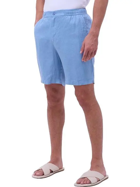 Bugatchi Trent Drawstring Linen Shorts - Air Blue