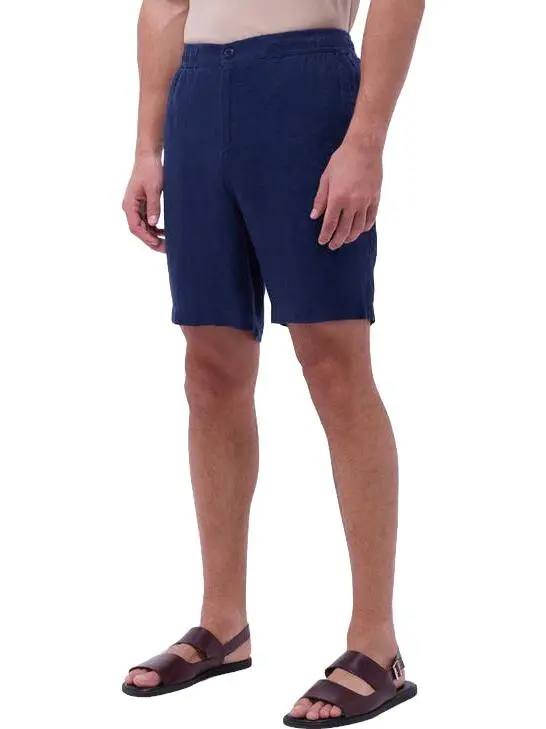 Bugatchi Trent Drawstring Linen Shorts - Navy