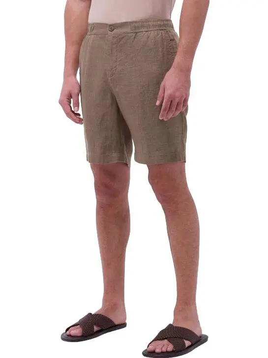 Bugatchi Trent Drawstring Linen Shorts - Olive