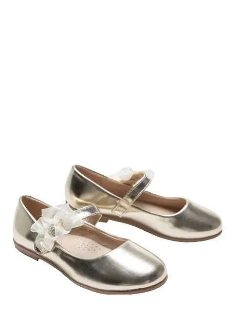 TULLEEN Haile Rhinestone Flower Flats - Gold