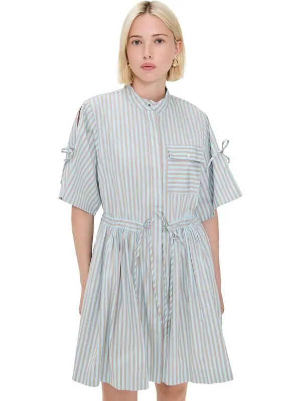 HEVRON Febe Striped Dress - Ice Blue Stripe