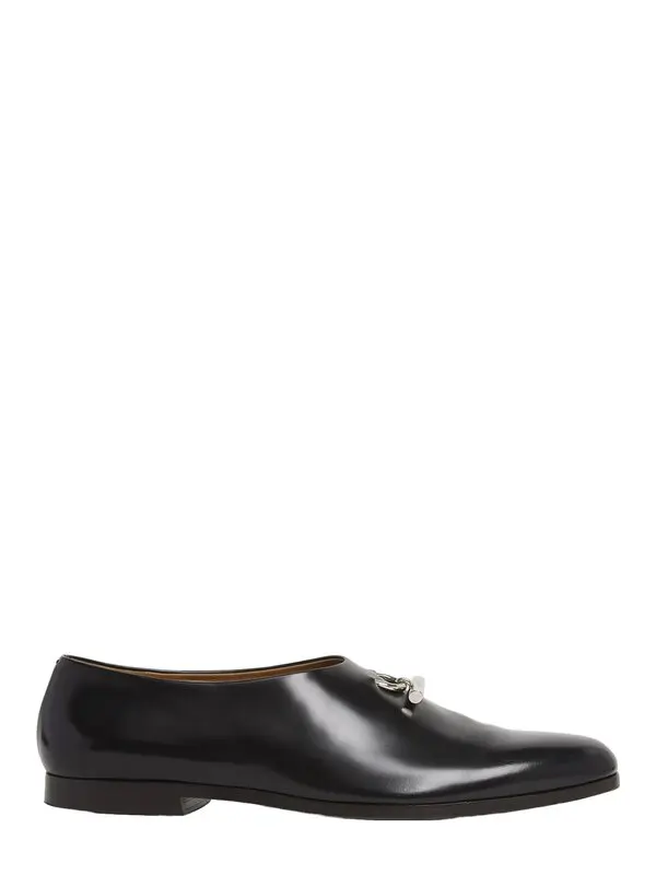 Alexander McQueen T-bar Leather Loafers - Blk Silver