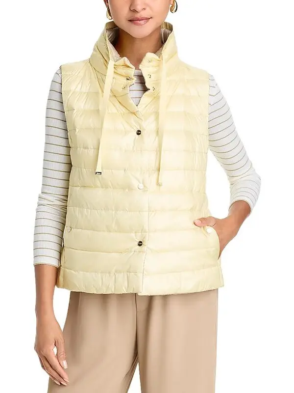 Herno Reversible Packable Puffer Vest - Pale Yellow/champagne