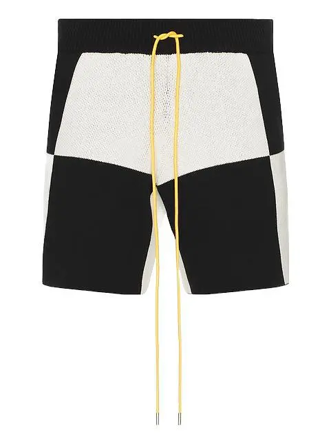 DIET STARTS MONDAY Checkered Jacquard Knit Shorts - Black