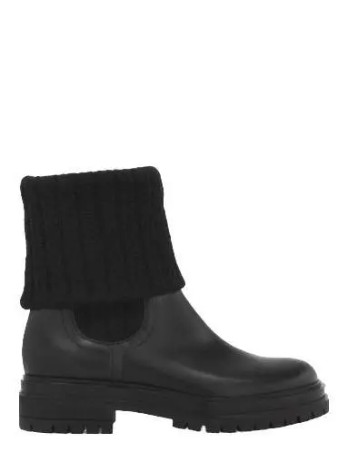 GIANVITO ROSSI Tenney Bootie - Black Calf And Fabric