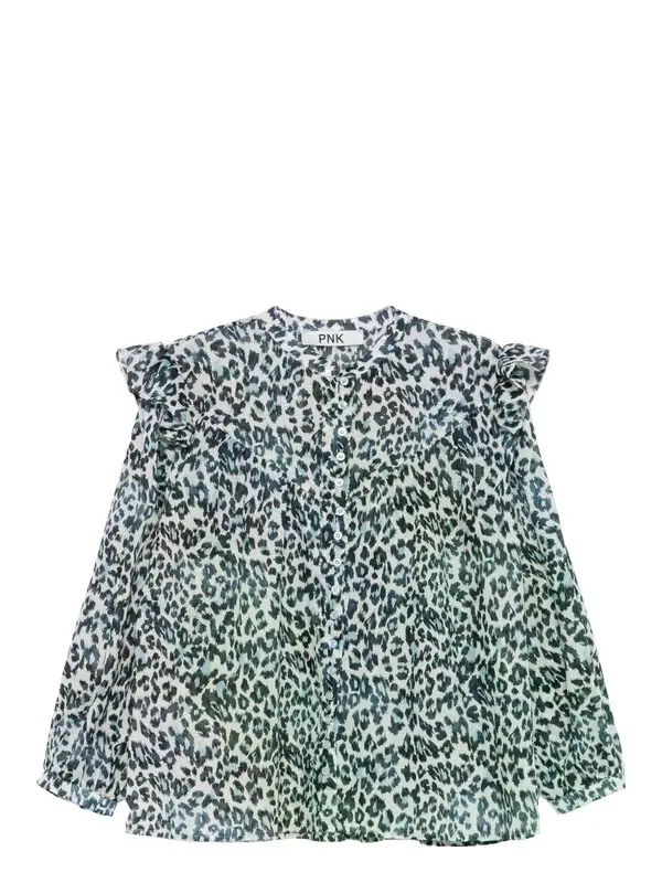PNK Animal-print Ruffled Shirt - Blue