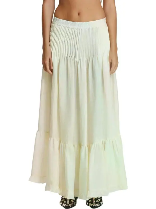 PNK Ruffled-hem Maxi Skirt - Yellow
