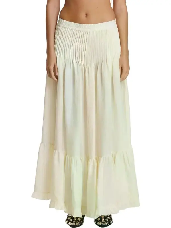 PNK Ruffled-hem Maxi Skirt - Yellow