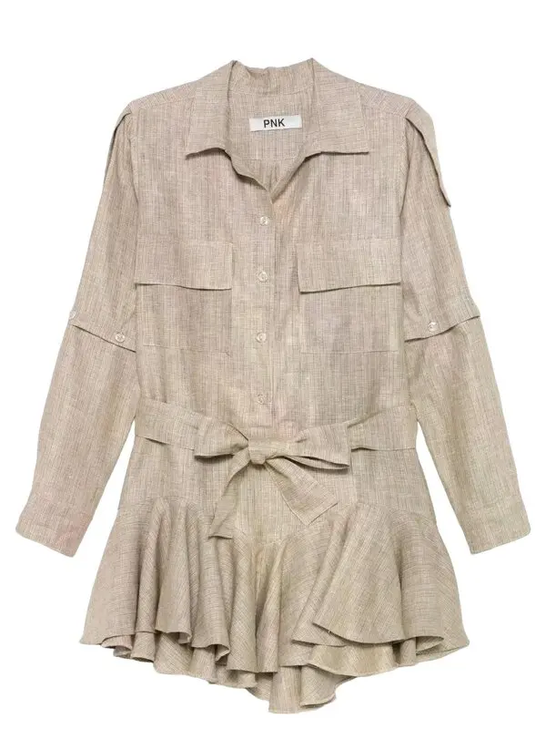 PNK Lurex-detail Mini Dress - Brown