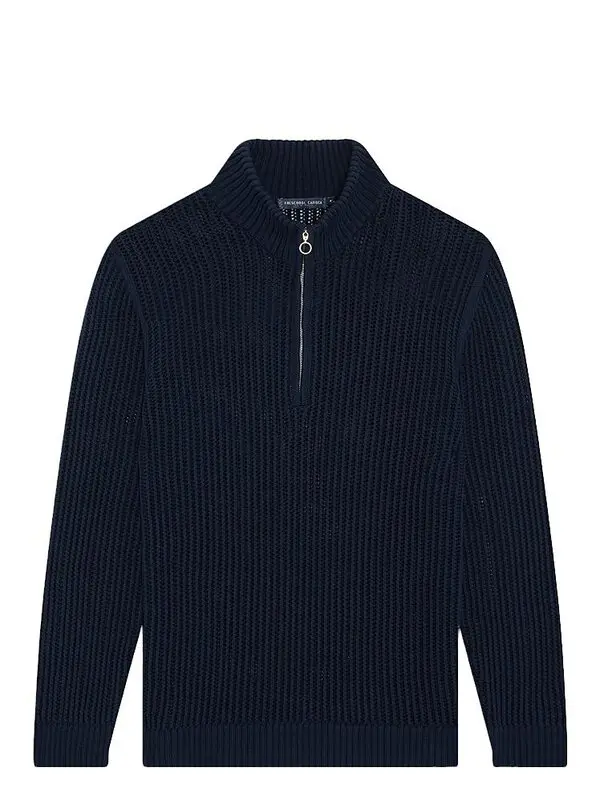 Frescobol Carioca Maximo Ribbed Half Zip Sweater - Navy