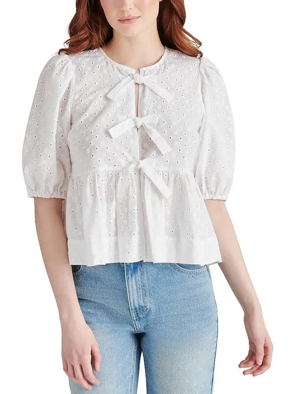Steve Madden Paula Eyelet Top - White