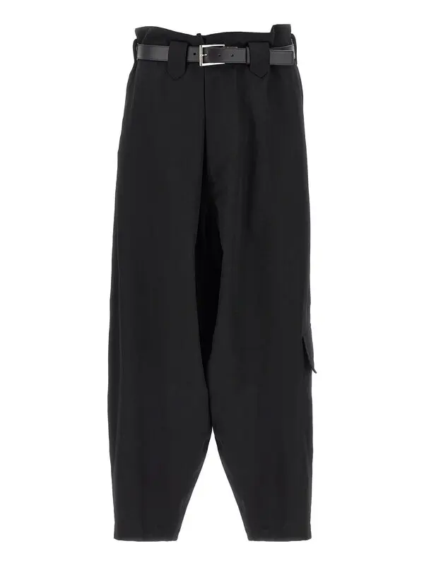 Yohji Yamamoto Wool Gabardine Cargo Trousers - Black