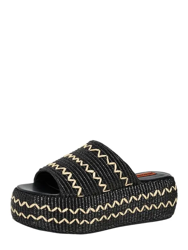 SIMONMILLER Zig Zag Raffia Cloudy Platform Sandals - Black/natural