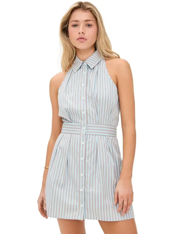 HEVRON Domino Mini Dress - Ice Blue Stripe