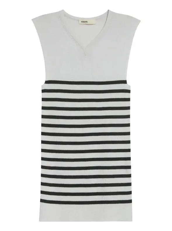 Khaite Renato Rib Sleeveless Sweater - Pearl / Black