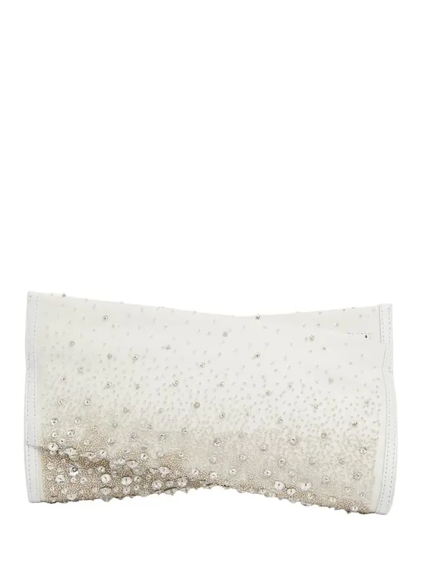 CHRISTIAN LOUBOUTIN Loubitwist Small Beaded Clutch - Bianco/crystal