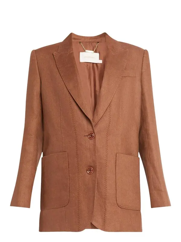 Zimmermann Illuminate Linen Tailored Jacket - Rust