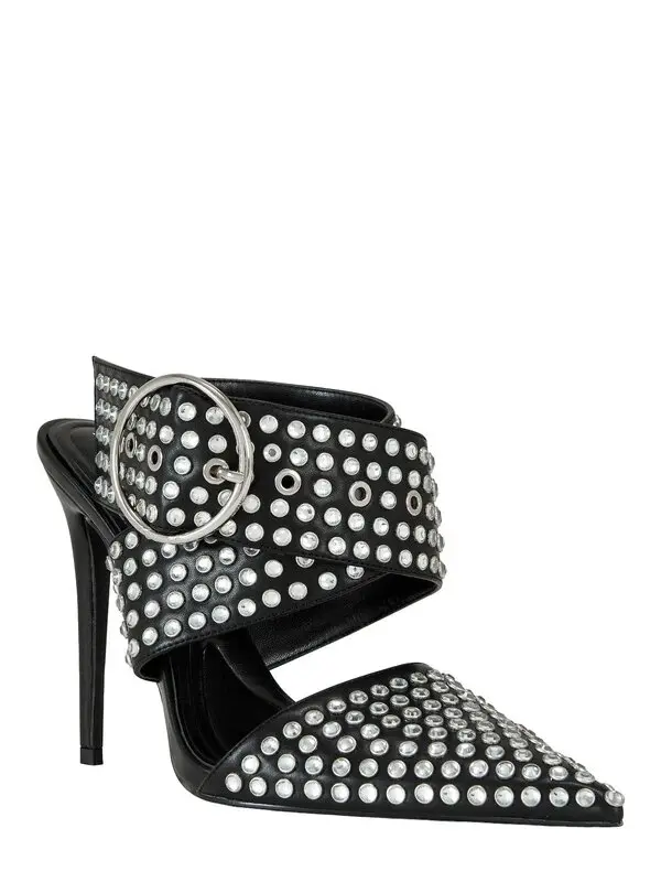AZALEA WANG Salvia Crystal Embellished Pumps - Black