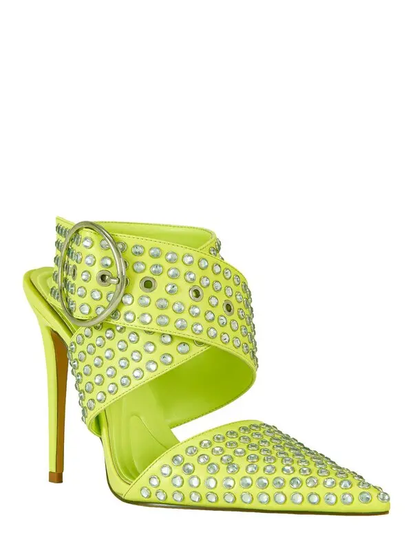 AZALEA WANG Salvia Crystal Embellished Pumps - Yellow