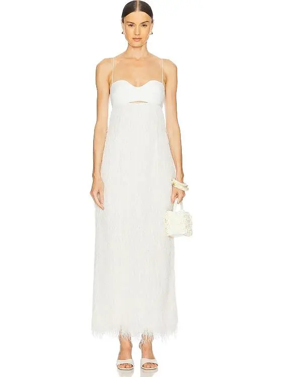 Clea Selene Fringe Longline Dress - Parchment
