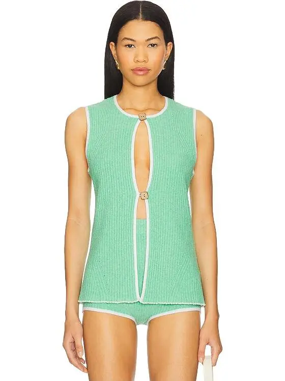 JOOSTRICOT Tunic Top - Persian Green & White