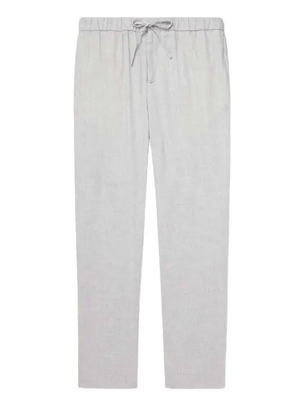 Frescobol Carioca Oscar Straight-leg Linen And Cotton-blend Drawstring Trousers - Gray