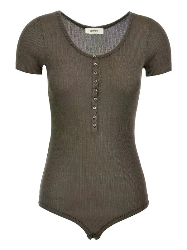 LEMAIRE Ribbed-knit Body - Brown