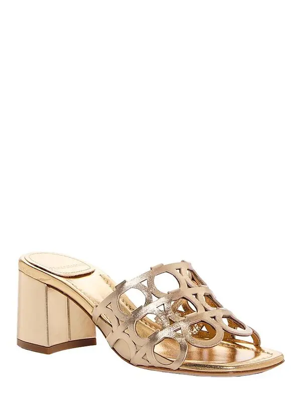 FERRAGAMO Erne Gancini Slide Sandals - Gold