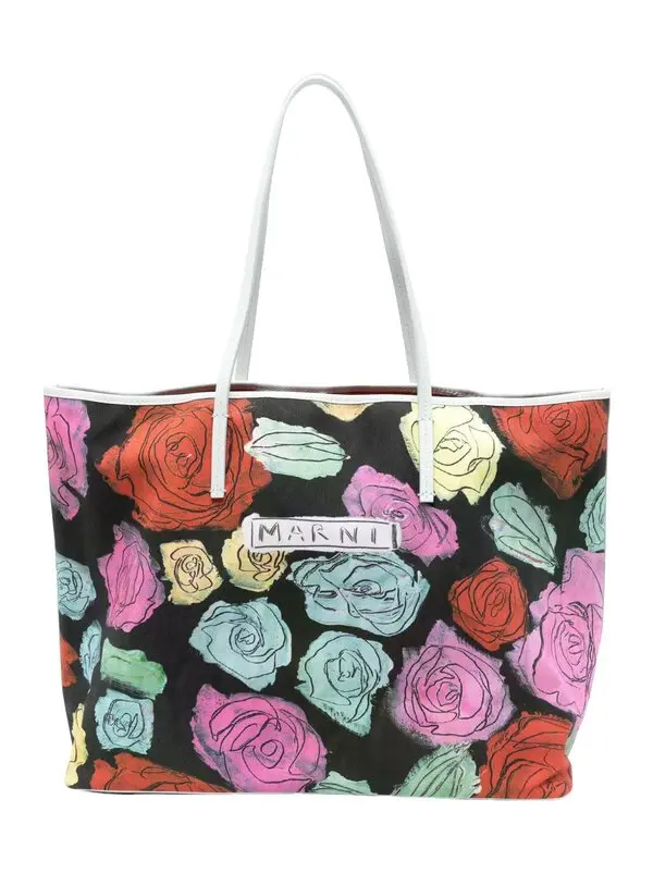 Marni Floral-print Tote Bag - Black
