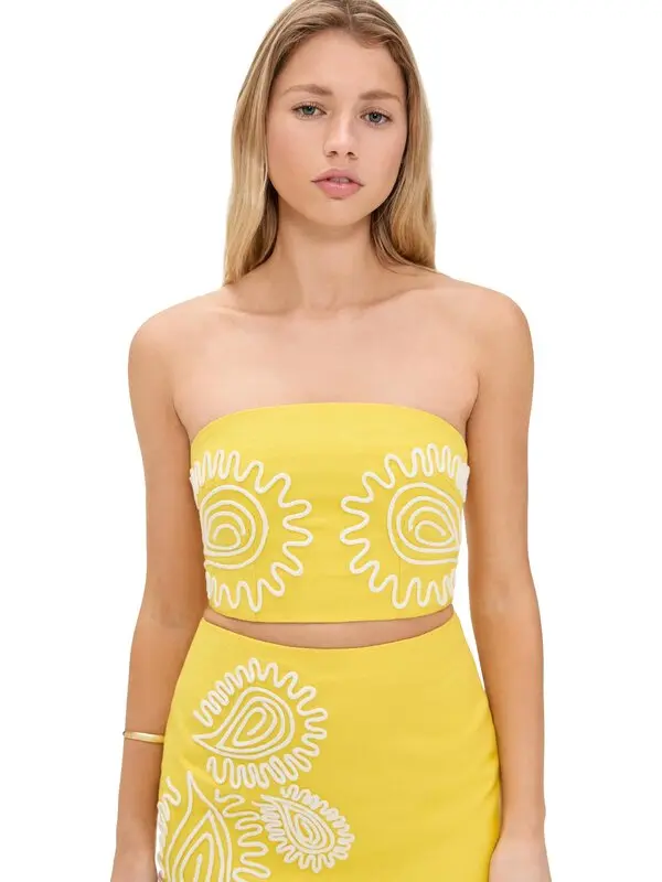 Significant Other Carly Embroidered Top - Lemon