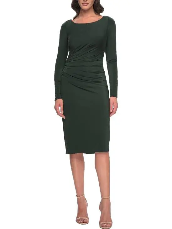 LABOMME Jersey Ruched Dress - Dark Emerald