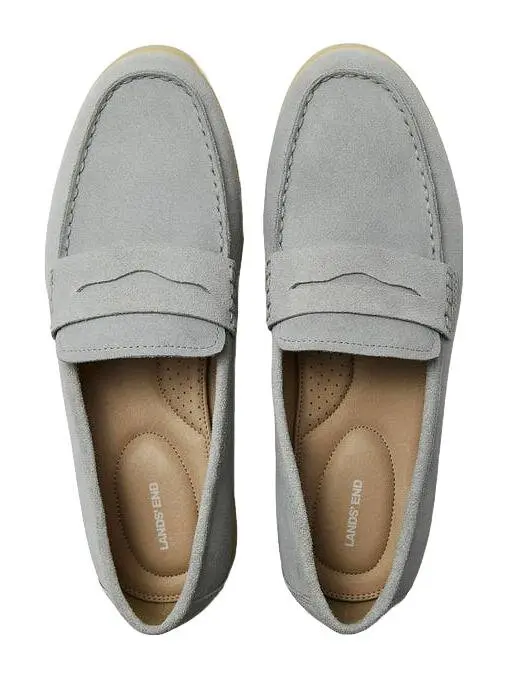LANDS' END Suede Penny Loafers - Soft Slate