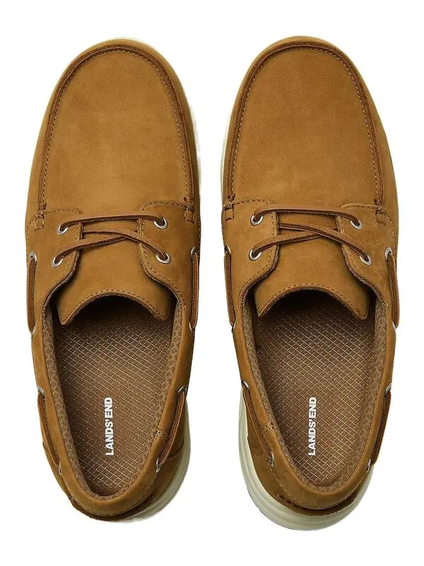 LANDS' END Leather Slip-on Boat Shoes - Toasted Rye