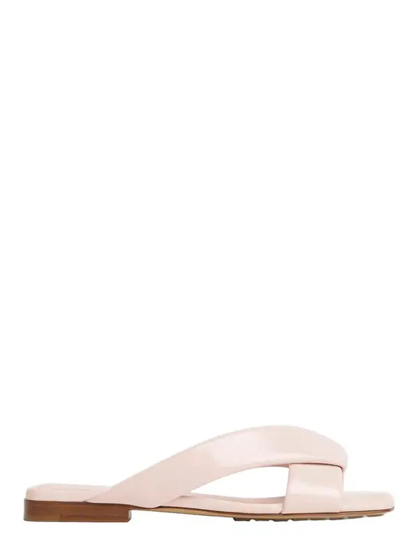 Bottega Veneta Riva Leather Flat Sandals - 5964 Seashell