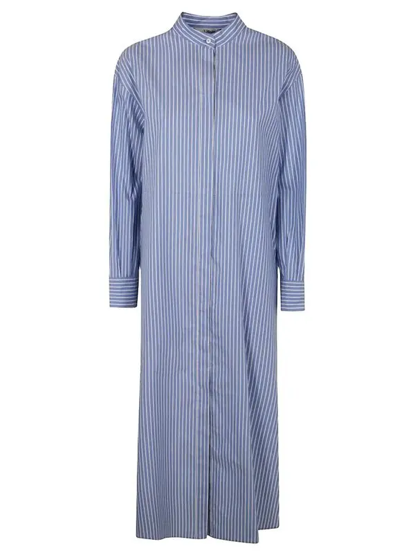 Max Mara Celeste Stripes Print Poplin Dress - Blue