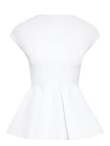 Alaïa Peplum Cap-sleeves Knitted Top - Blanc