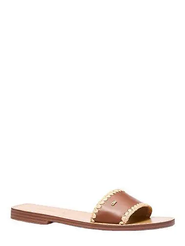Michael Kors Drea Leather Slide Sandal - Brown