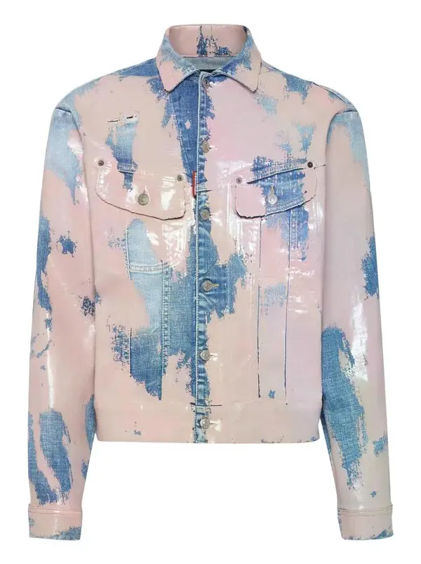 Dsquared2 Two-tone Distressed Denim Jacket - Pink