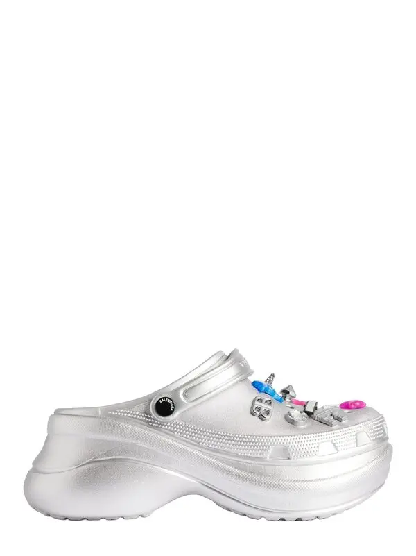 Balenciaga Crocs™ Mule With Jibbitz™ Charms - Silver