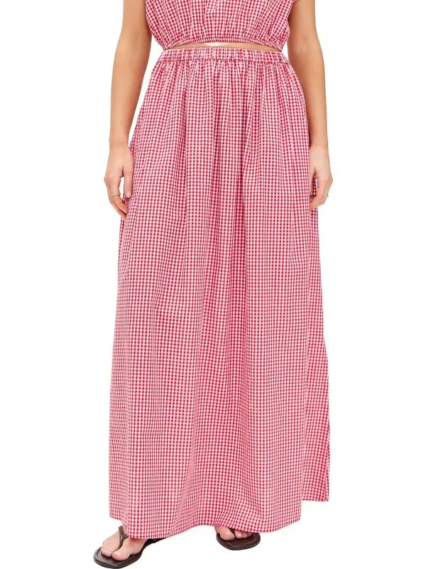 Playa Lucila Gingham Maxi Skirt - Red Gingham
