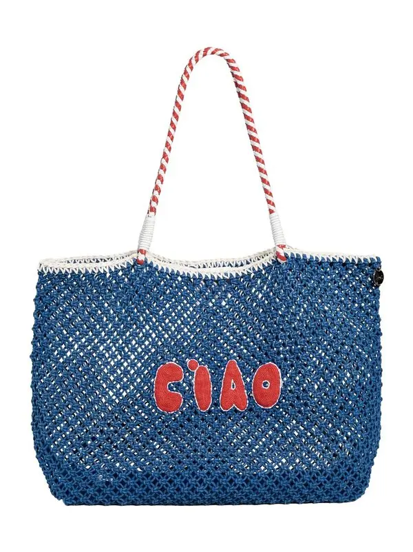 Clare V. L'ete Tote - Cobalt W/ Poppy & Cream Ciao