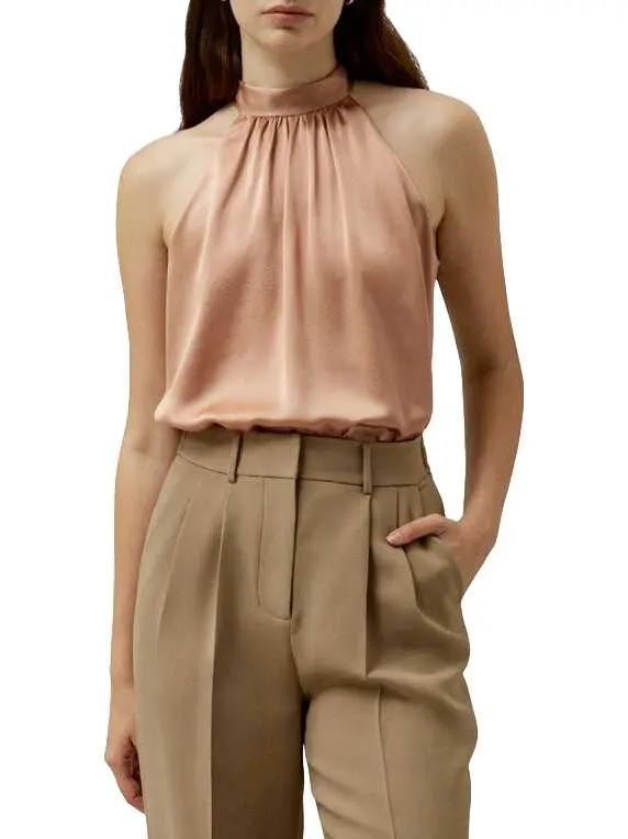 Lilysilk Graceful Breeze Silk Halter Top - Quartz Rose