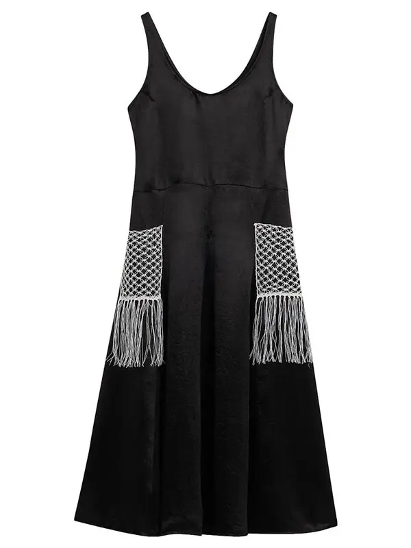 Maria Mcmanus Sleeveless Godet Long Dress - Glossy Black