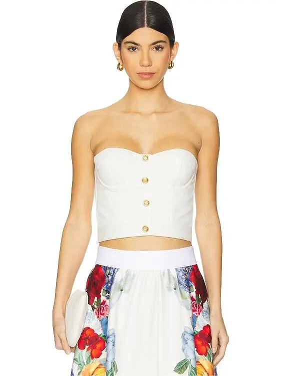 Alice + Olivia Hensley Bustier Top - Off White