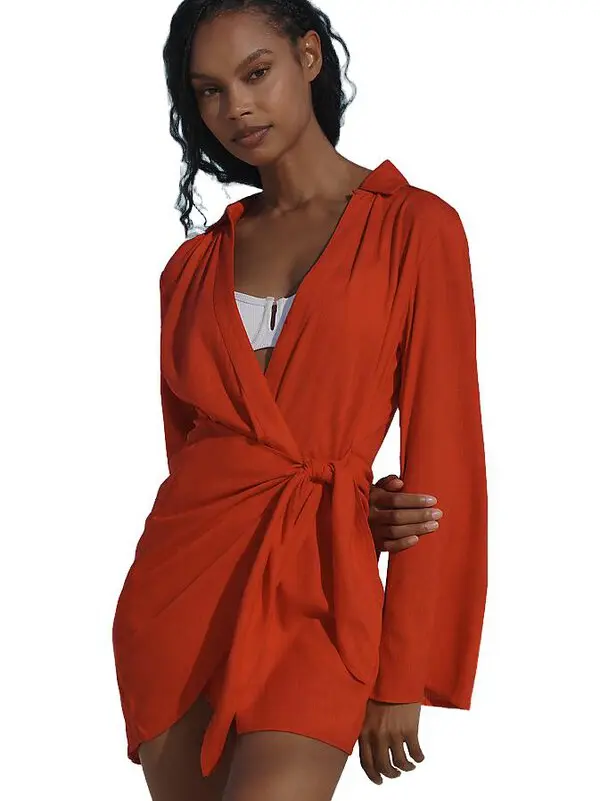 L*Space Las Palmas Long-sleeve Mini Dress - Bright Red