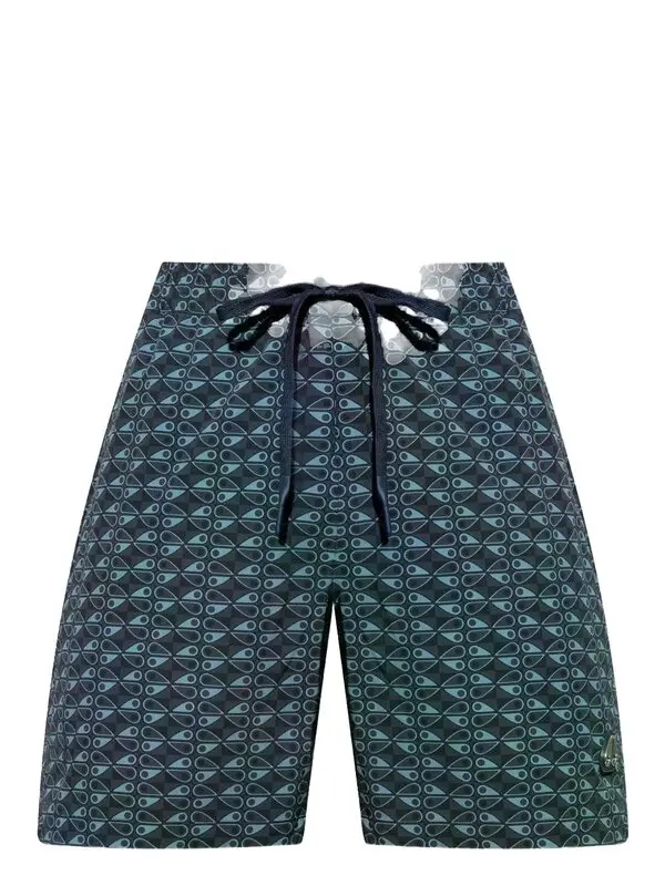 Moose Knuckles Monogram-pattern Swim Shorts - Blue