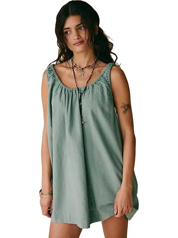 Free People Amanda Cotton-linen Mini - Lily Pad