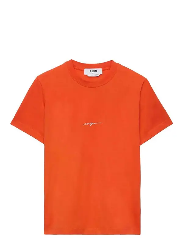 MSGM Logo-print Cotton T-shirt - Orange