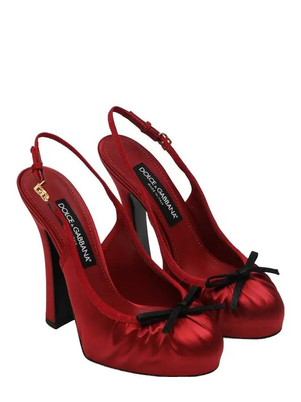 Dolce & Gabbana Satin Slingback Pumps - Red