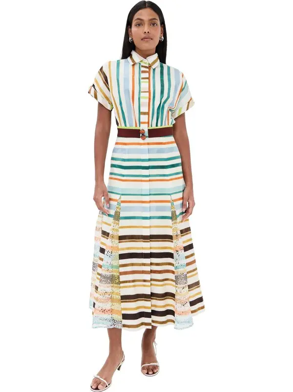 Silvia Tcherassi Odila Stripe Midi Dress - Multicolor Stripes